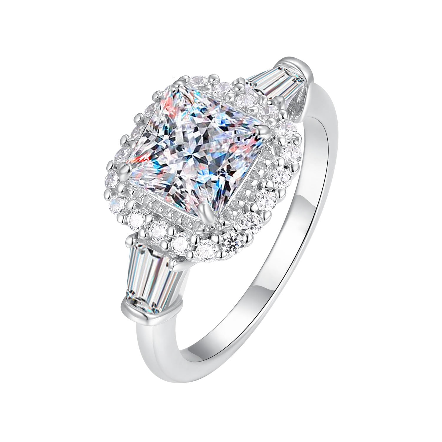 2ct Moissanite Engagement Rings for Women Princess Cut D Color VVS1 Diamond Rings Forever ...