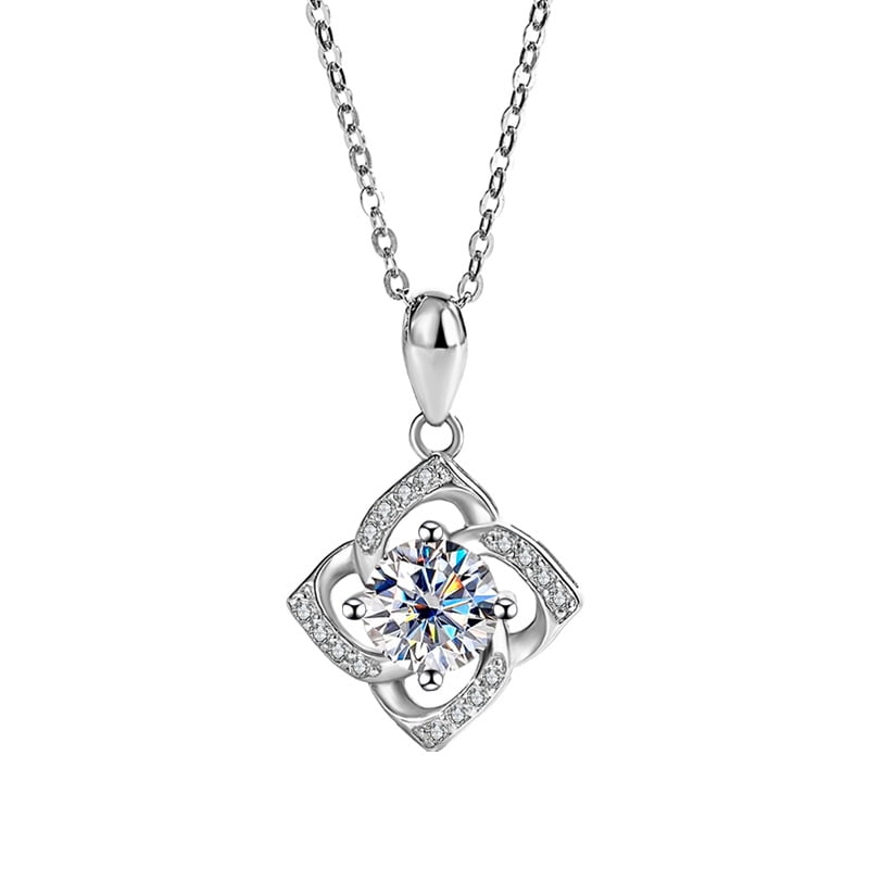 2ct Moissanite Necklace for Women Bridal, Moissanite Diamond Pendant, Lab Created Round Cut ...