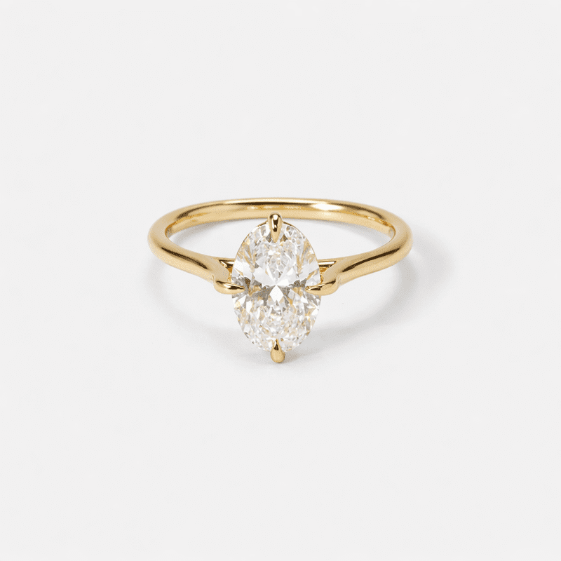2ct Oval Cut Diamond Solitaire Ring, Cathedral Shank Ring, Proposal Ring, Stackable Ring ...