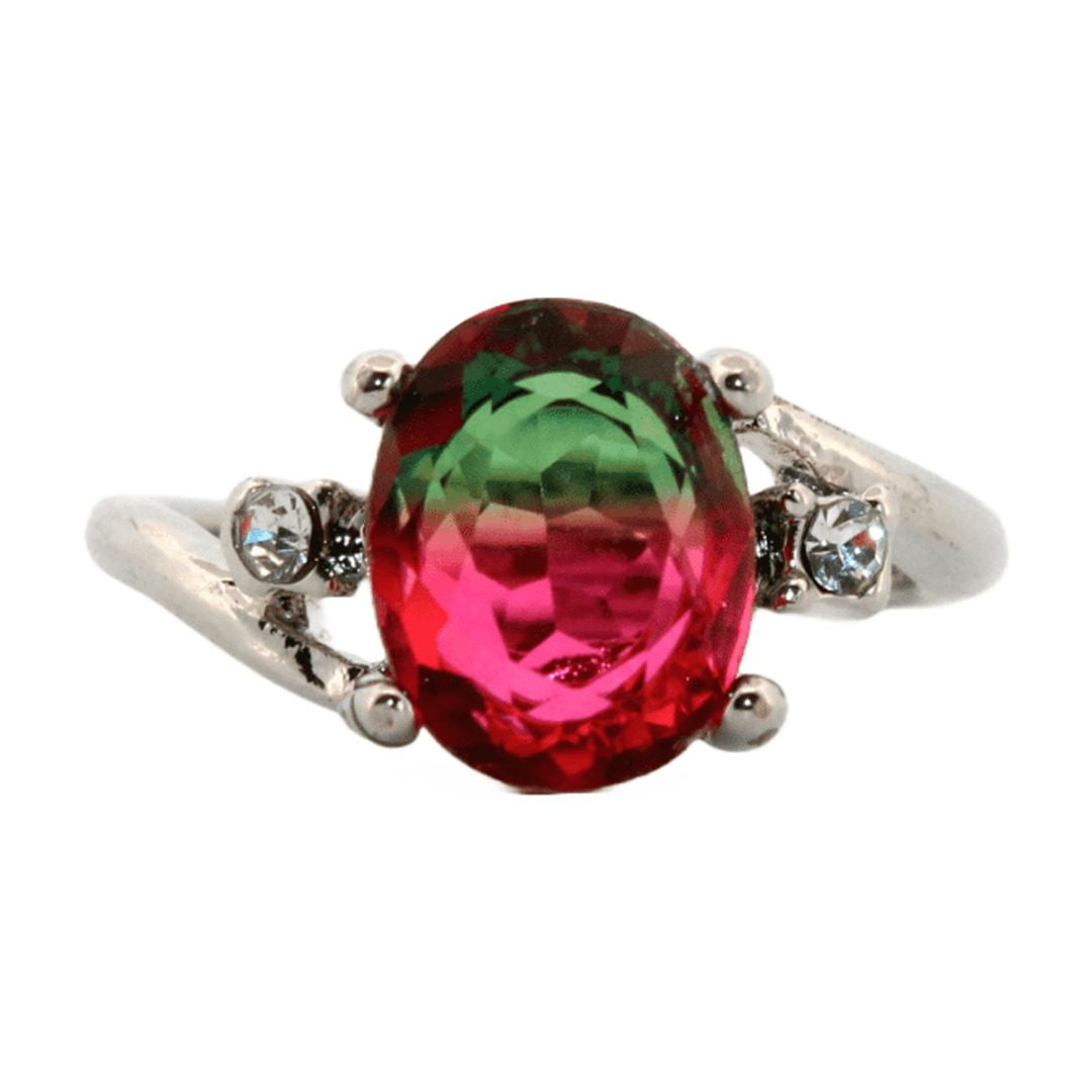 2ct Oval Watermelon Tourmaline Silver Ring, Size 9 2OWTSRS93 - Walmart.com