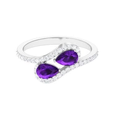 2ct Pear Purple Amethyst Two Stone Bypass 925 Sterling Silver ...