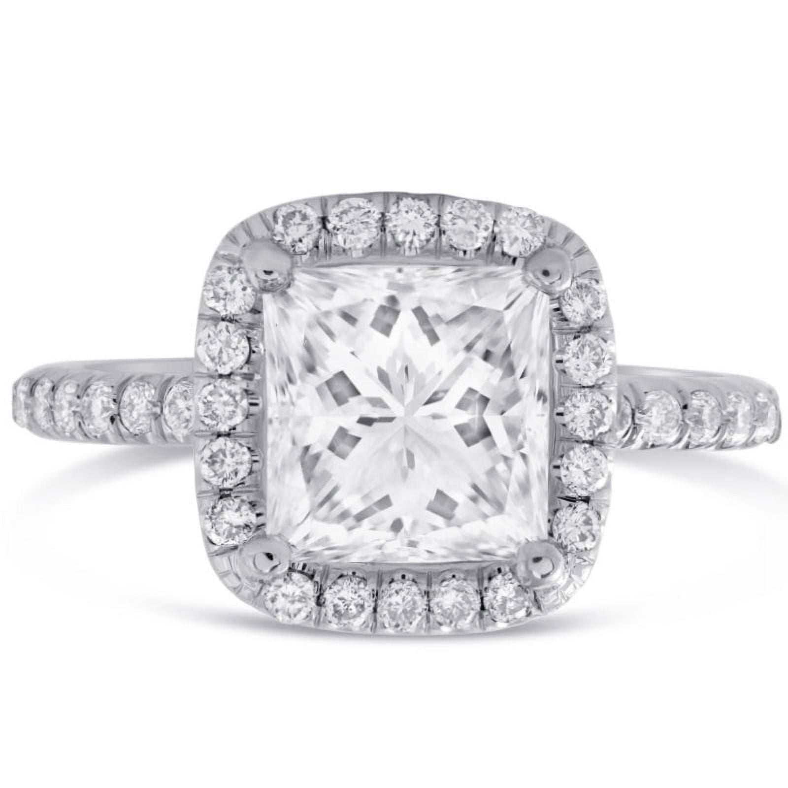 2ct Princess Cut Halo Diamond Engagement Ring Lab Grown P60LG - Walmart.com