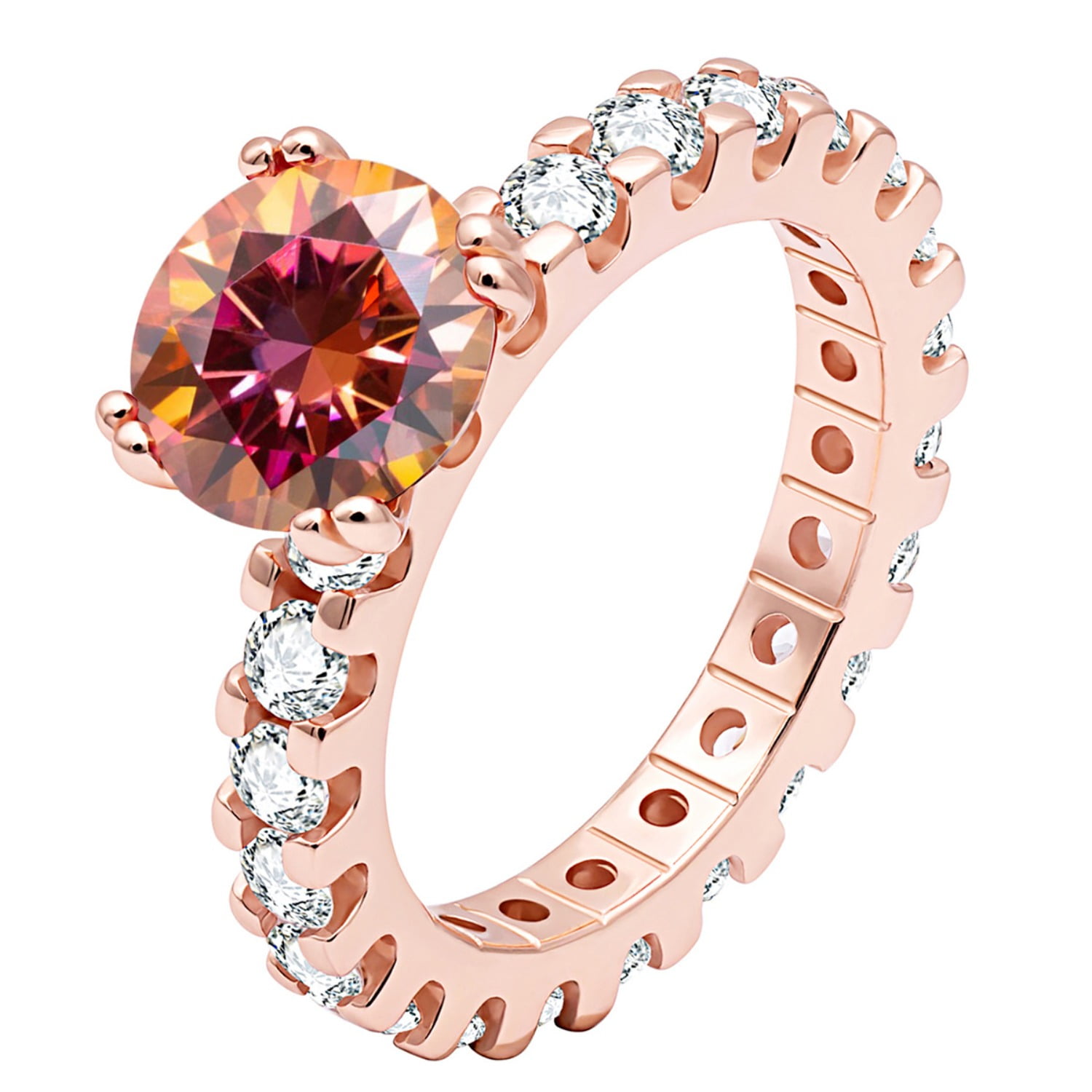 2ct Red Moissanite Engagement Rings Round Cut D Color VVS1 Sterling ...