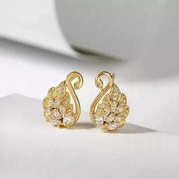2ct Round Cut Simulated Diamond Women's Stud Earrings 14k Yellow Gold ...