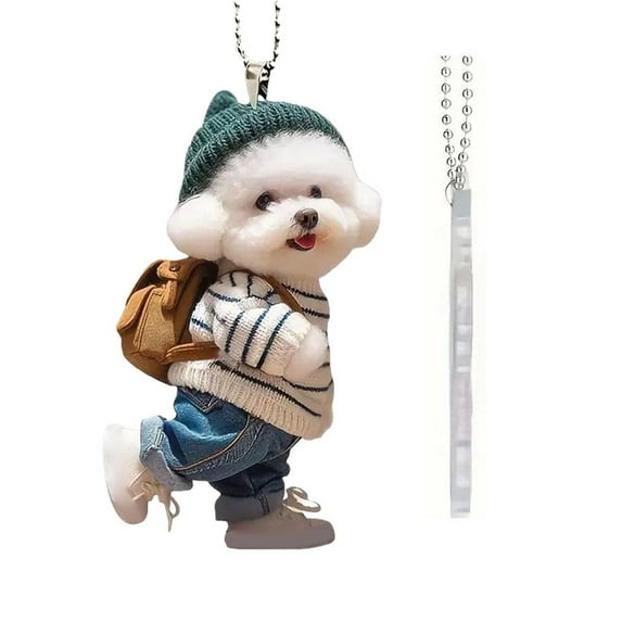 2d Cute Puppy Man Backpack Pendant Car Rearview Backpack Auto Mirror ...