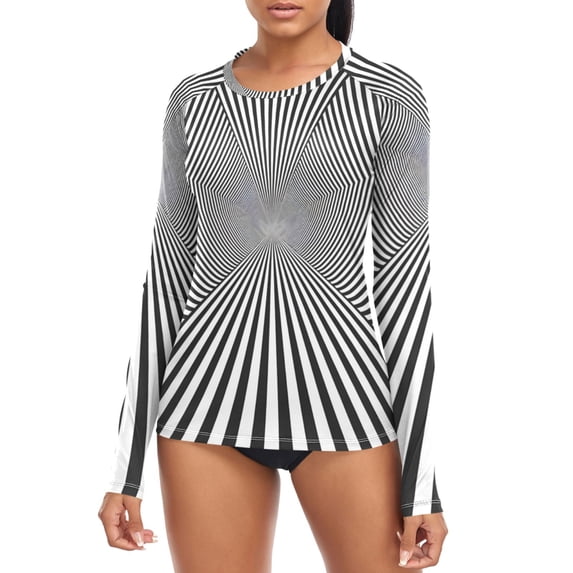 2d Linear Artwork Women's Rash Guard Shirts UPF 50+ Sun Protection ...