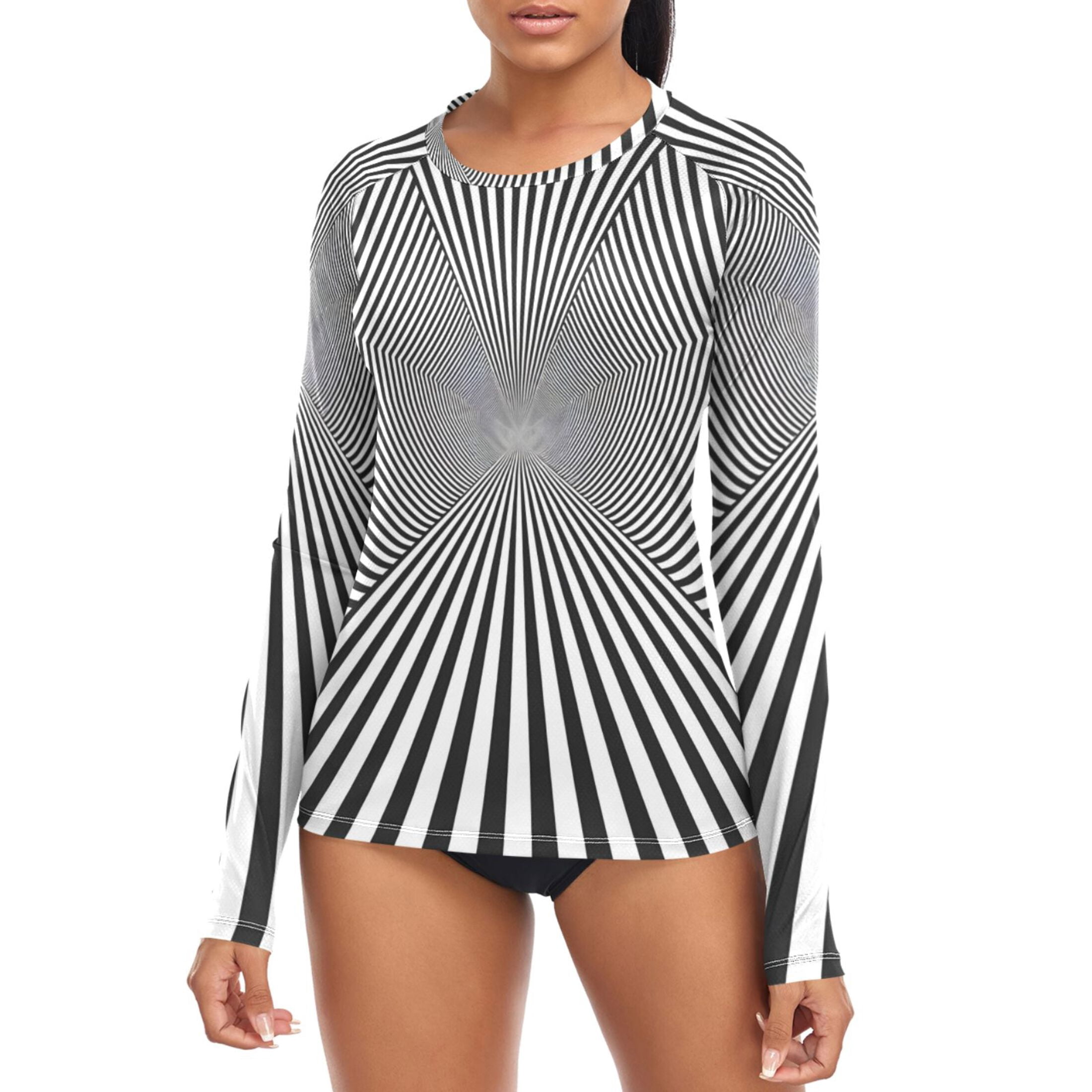 2d Linear Artwork Women's Rash Guard Shirts UPF 50+ Sun Protection ...