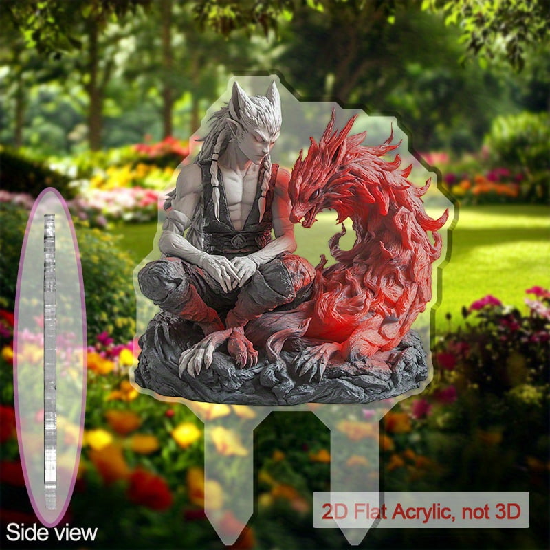 [2d flat] 1pc Acrylic Ground Insert Decoration featuring a playful wolf ...