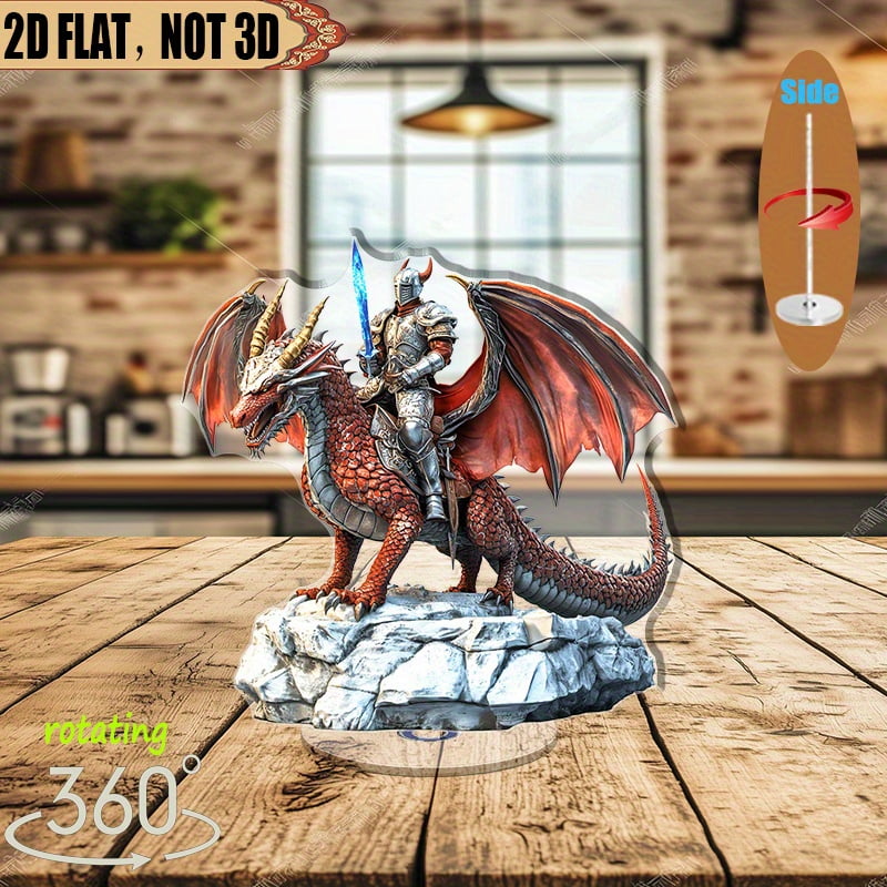 [2d flat] 1pc Rotating acrylic display featuring a brave young dragon ...