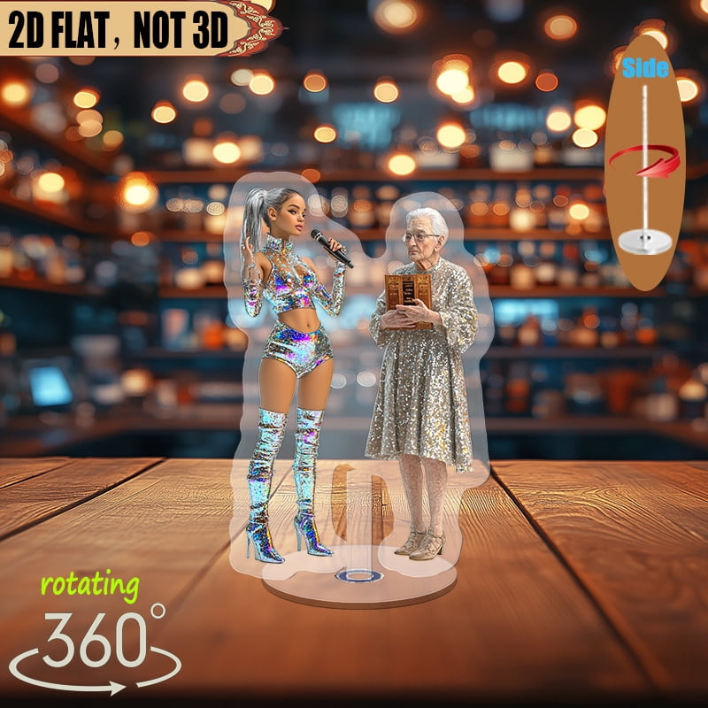 [2d flat] 1pc Rotating acrylic display featuring a vibrant pop idol and ...