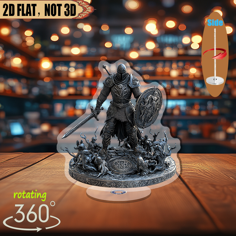 [2d flat] 1pc Rotating acrylic display featuring a vigilant knight on ...