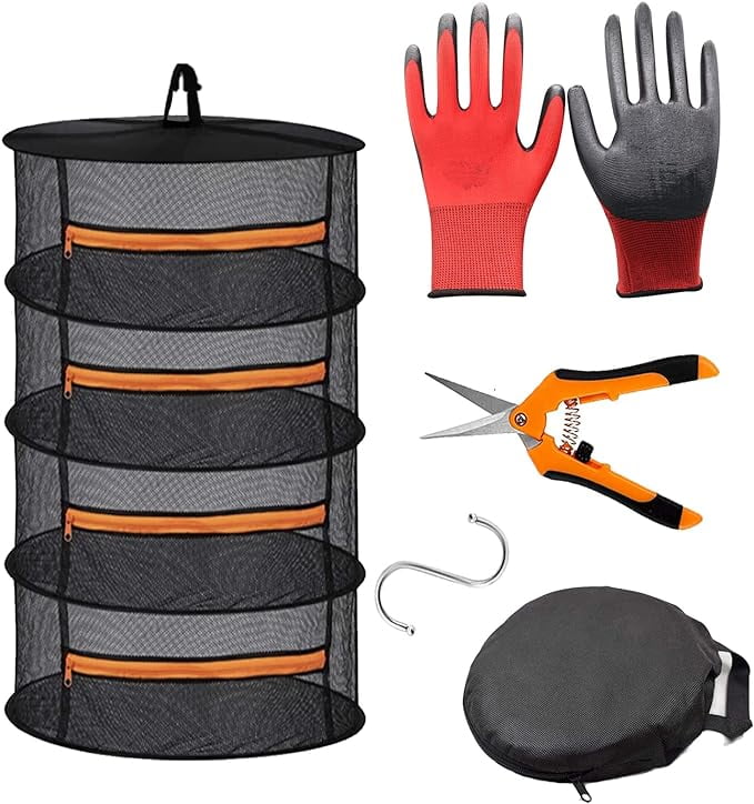 2ft 4 Layer Mesh Hanging Herb Drying Rack Dry Net Plant Drying Rack Net ...