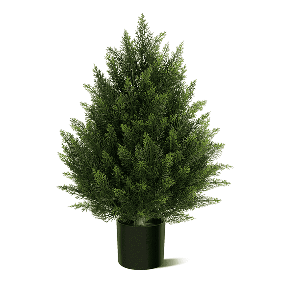 OLIVIVI Artificial Cedar Tree 2FT Tall Faux Silk Plant for Home Office ...