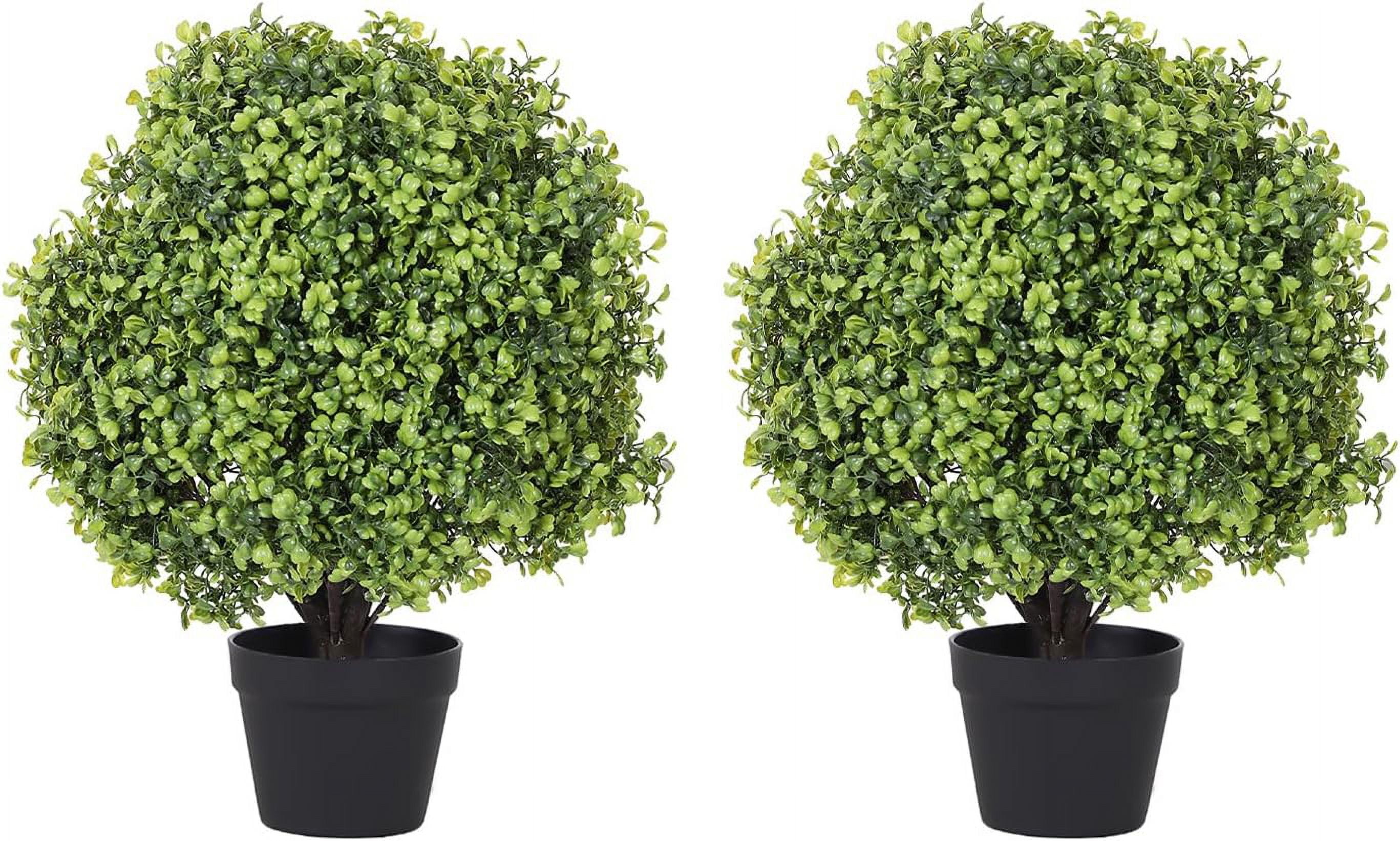 2ft Boxwood Topiary Ball Trees Artificial Outdoor 2 Pack, 24" Tall Faux ...