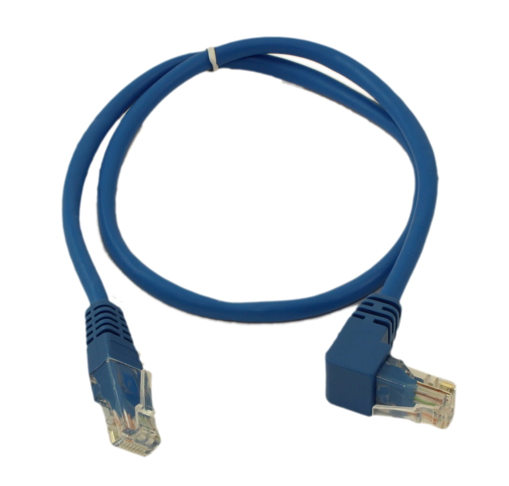 2ft Cat5E ANGLED Ethernet RJ45 Patch Cable, NON-BOOTED, BLUE - Walmart ...