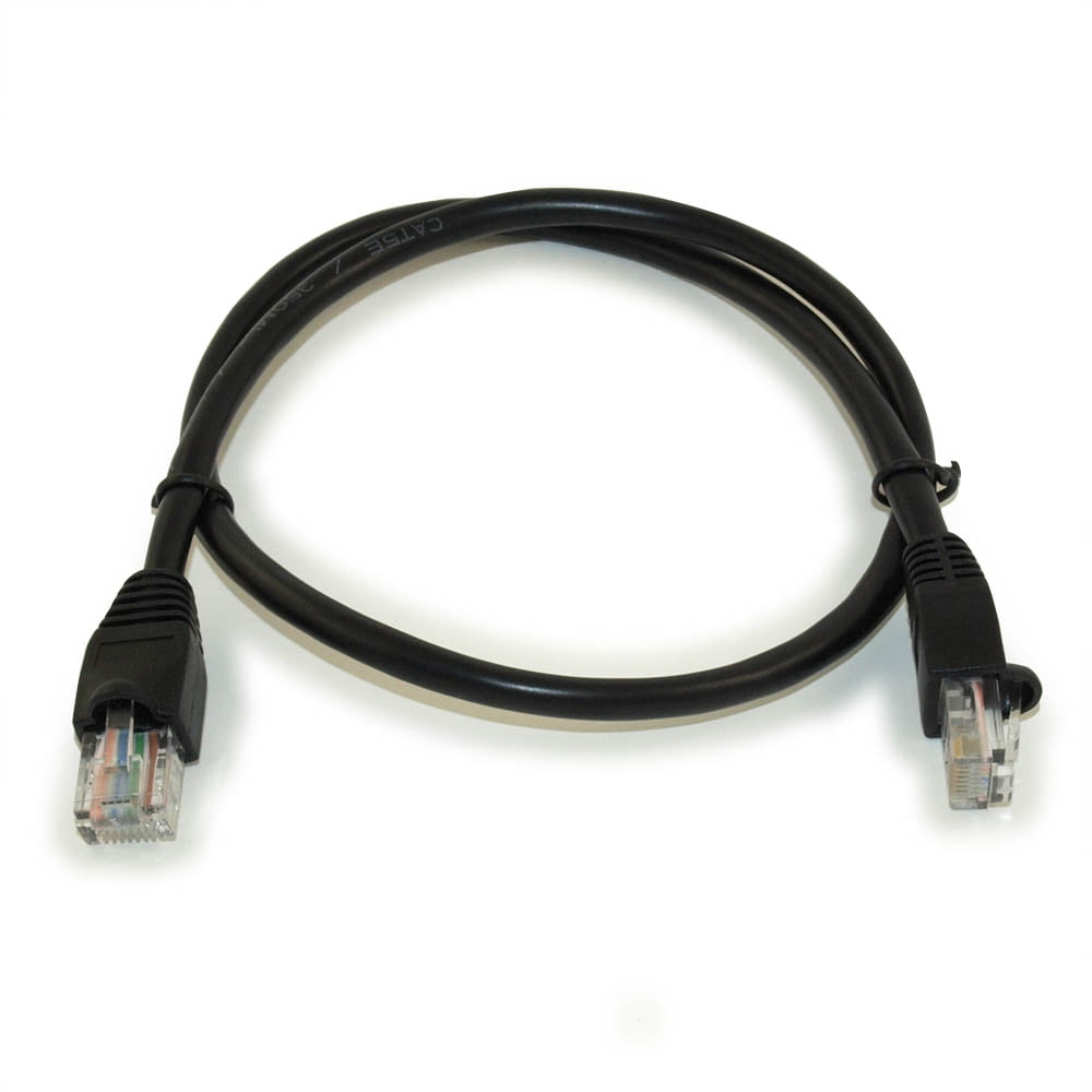 2ft Cat5E Ethernet RJ45 Patch Cable, Stranded, Snagless Booted, BLACK ...