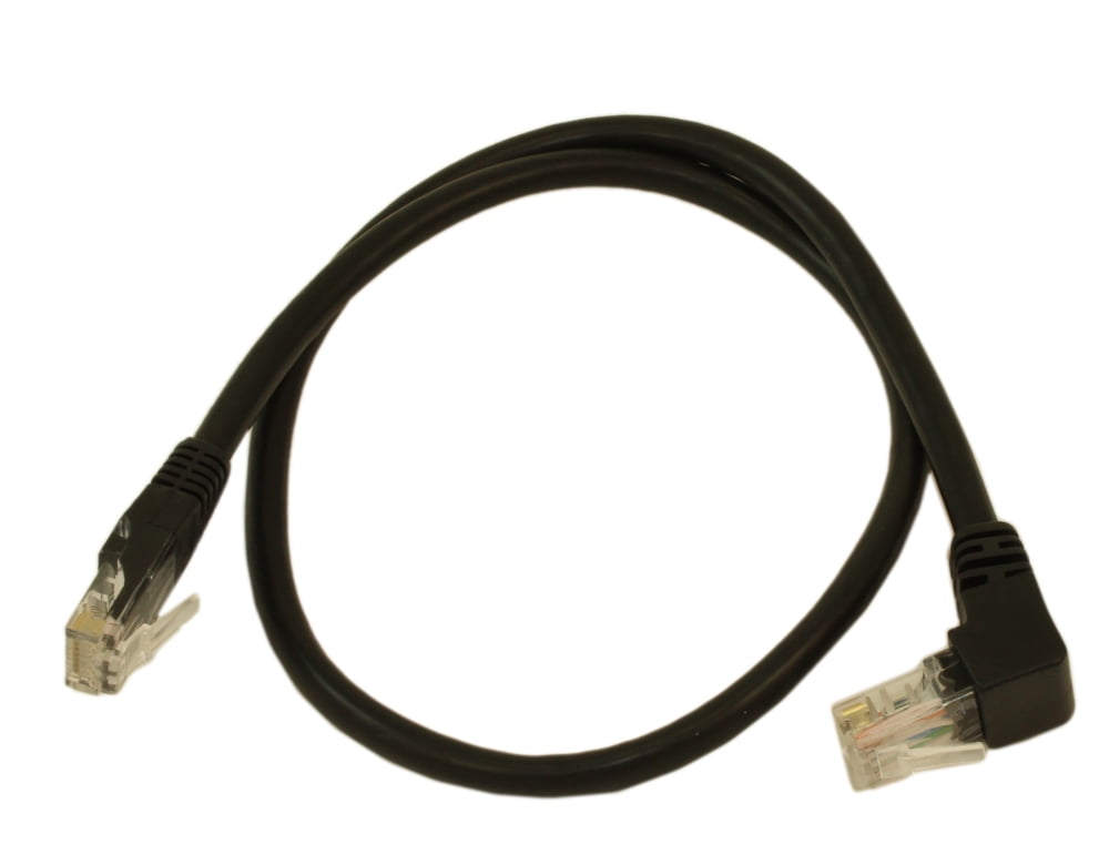 2ft Cat6 ANGLED-UP Ethernet RJ45 Patch Cable, NON-BOOTED, BLACK ...