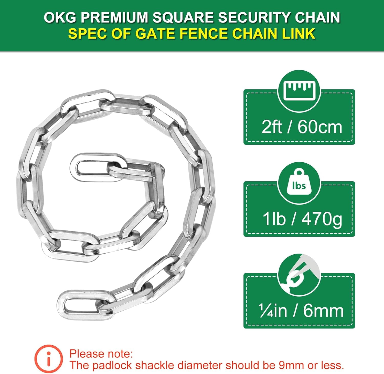 2ft Cut Proof Security Chain for Outdoor , Bicycles, Pet Cages - Silver ...