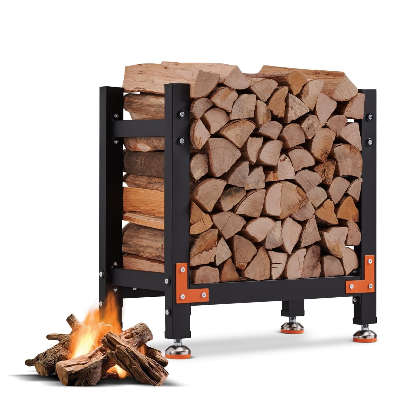 2ft Firewood Rack, Heavy Duty Wood Rack with 4 Reinforced Metal Pieces ...