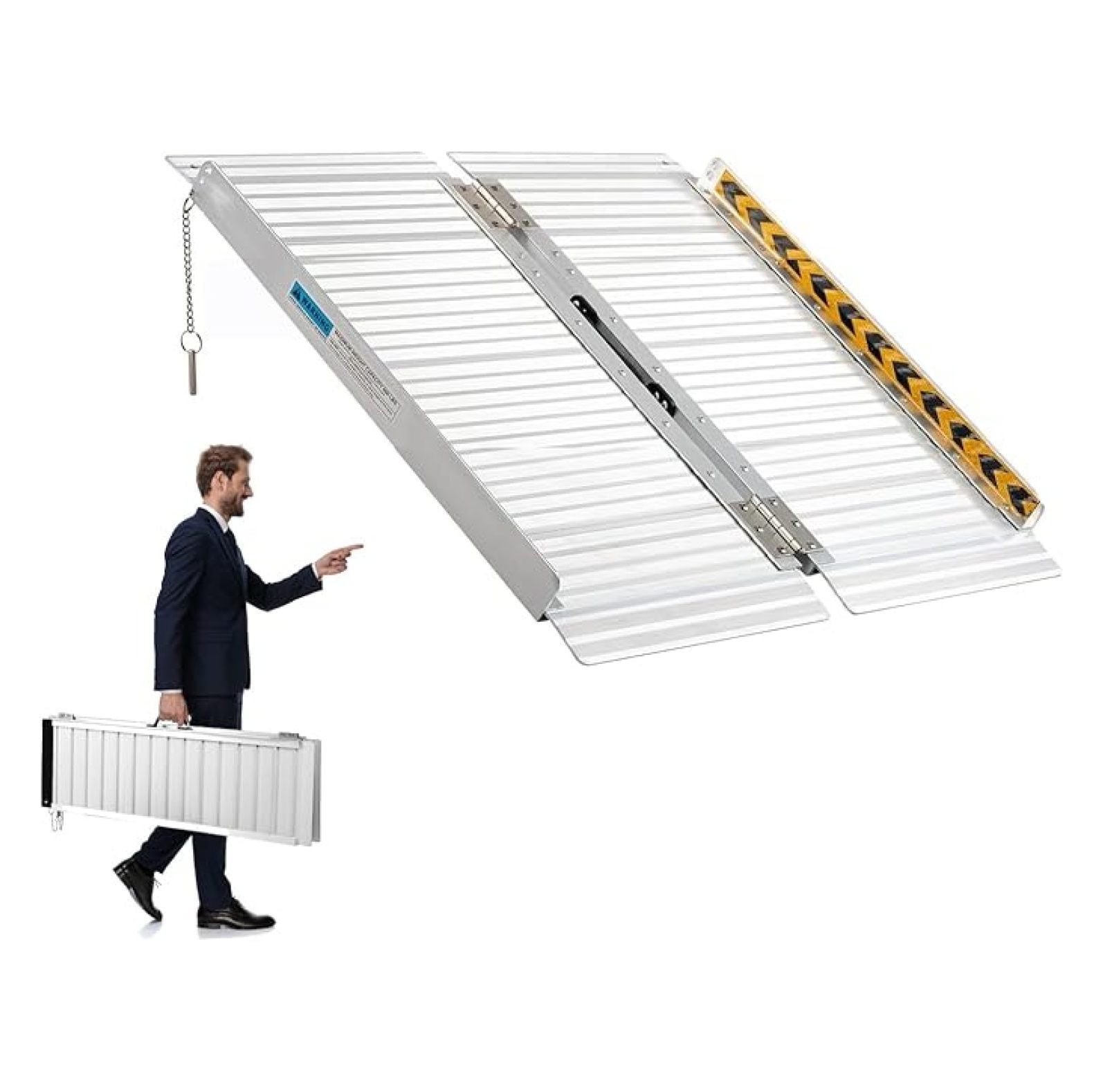 2ft Portable Wheelchair Ramp, 600 lbs Capacity Non-Slip Aluminum ...
