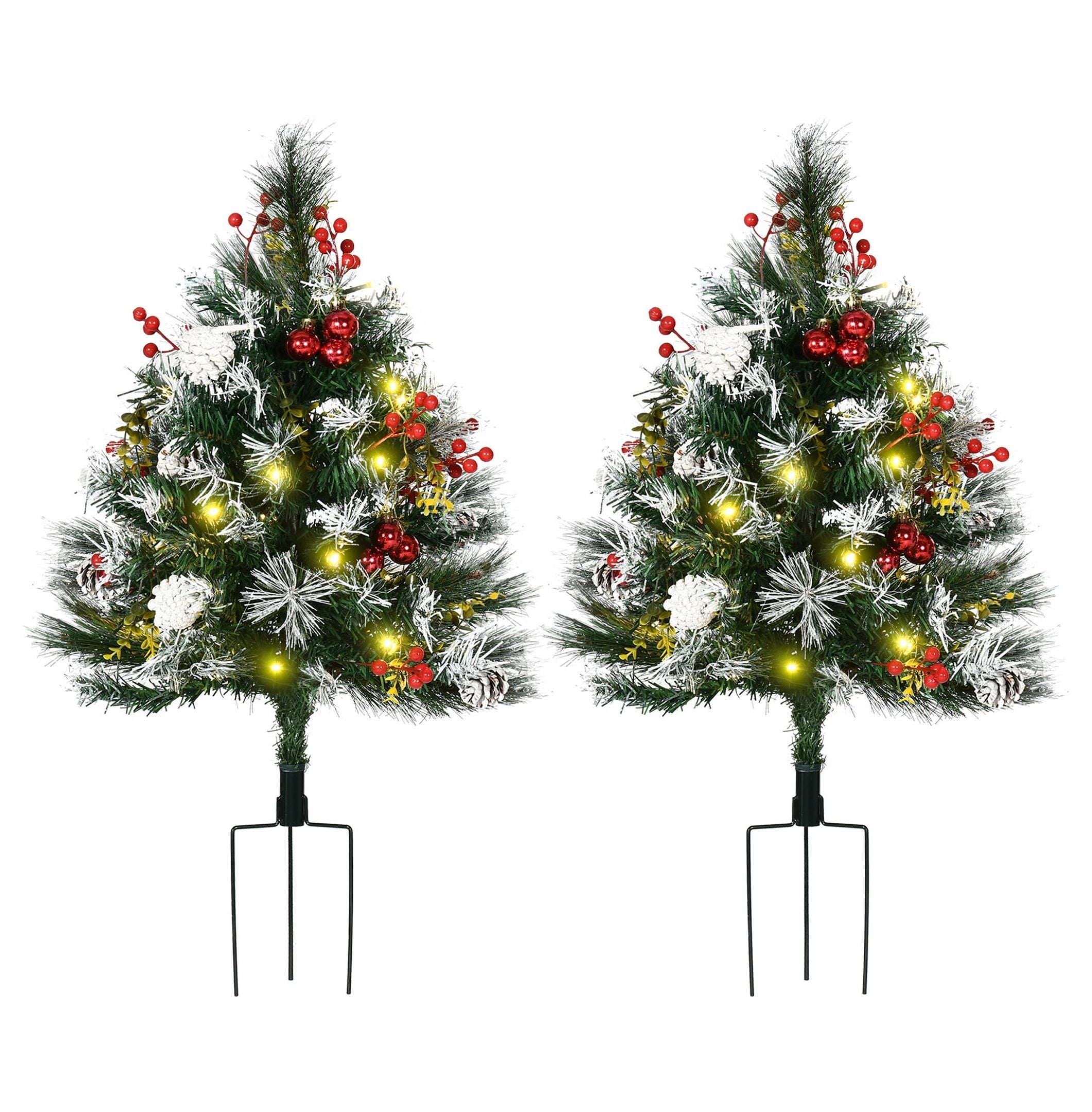 2ft Pre-Lit Artificial Christmas Tree 2-Pack, Cordless LED Christmas ...