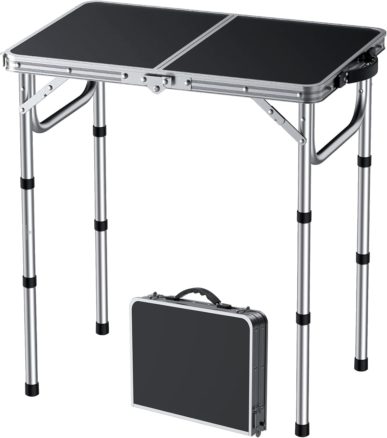 2ft Small Folding Camping Table(L22.8'' xW15.7''), 3 Height Adjustable ...