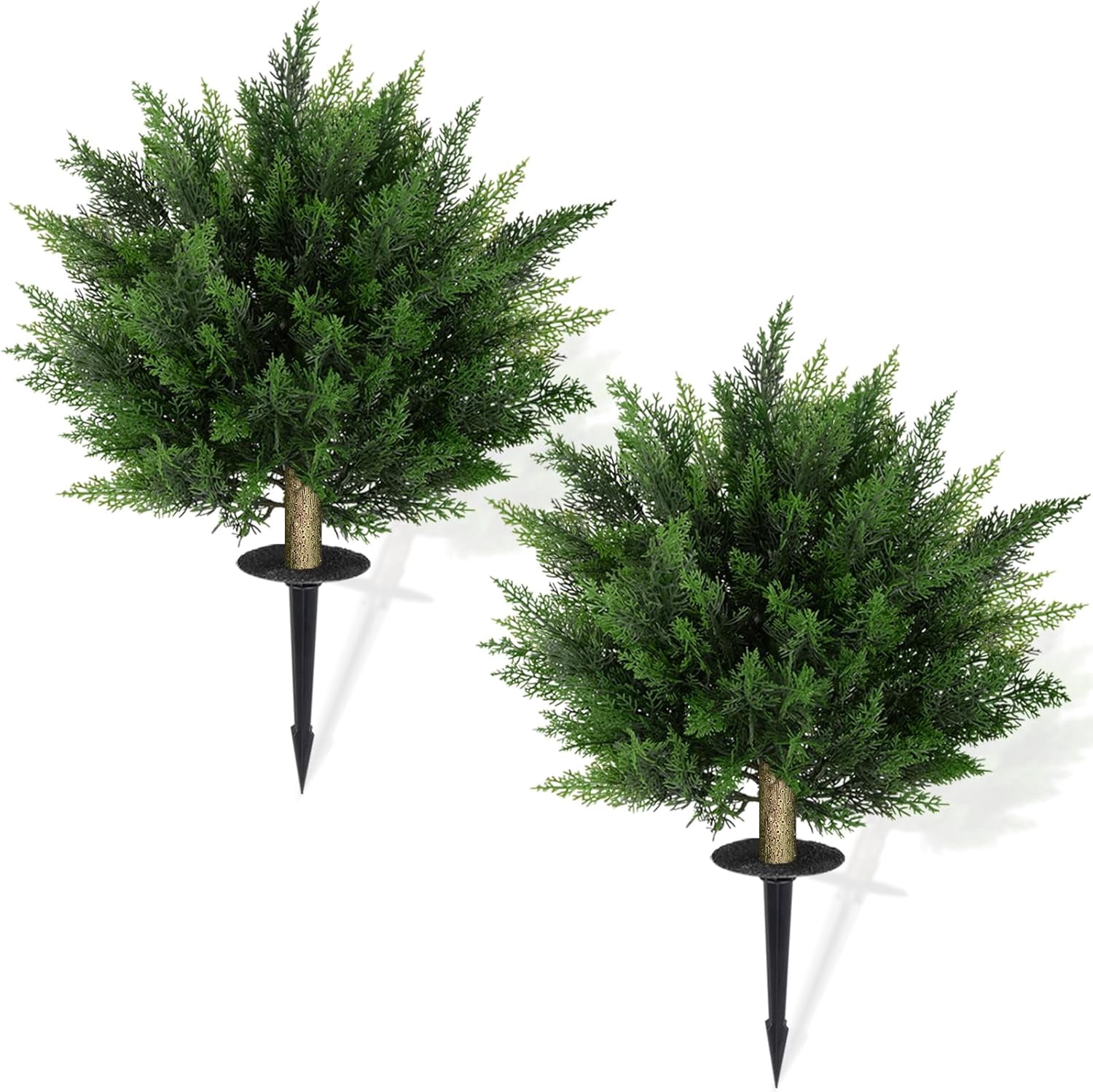 2ft Tall 2 Set Artificial Cypress Topiary Tree, Outdoor Fake Boxwood ...