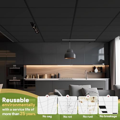 2ft x 4ft Drop Ceiling Tiles，Smooth Black PVC Ceiling Tiles 24 x 48in ...