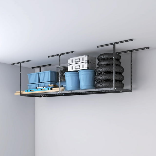 2ftx8ft Overhead Garage Storage Rack, Heavy-Duty Metal Garage Ceiling ...