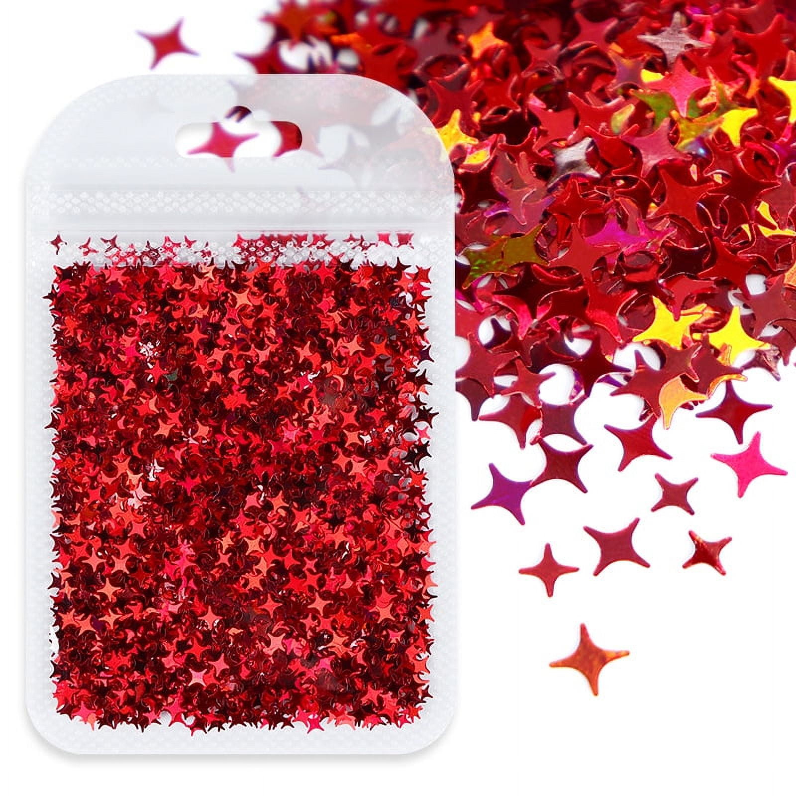 2g bag size mixed laser silver four-corner stars nail art sequins ...
