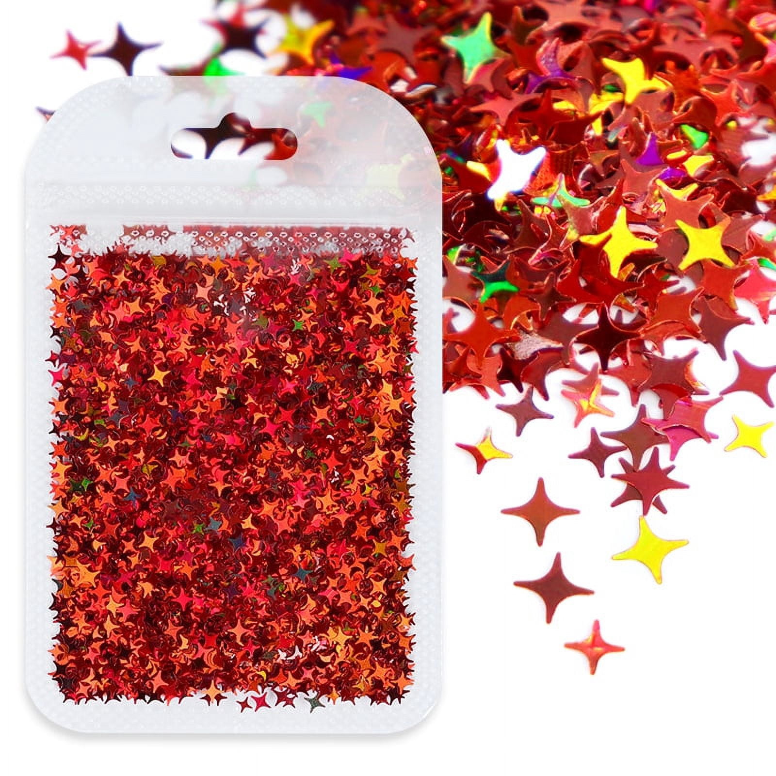 2g bag size mixed laser silver four-corner stars nail art sequins ...