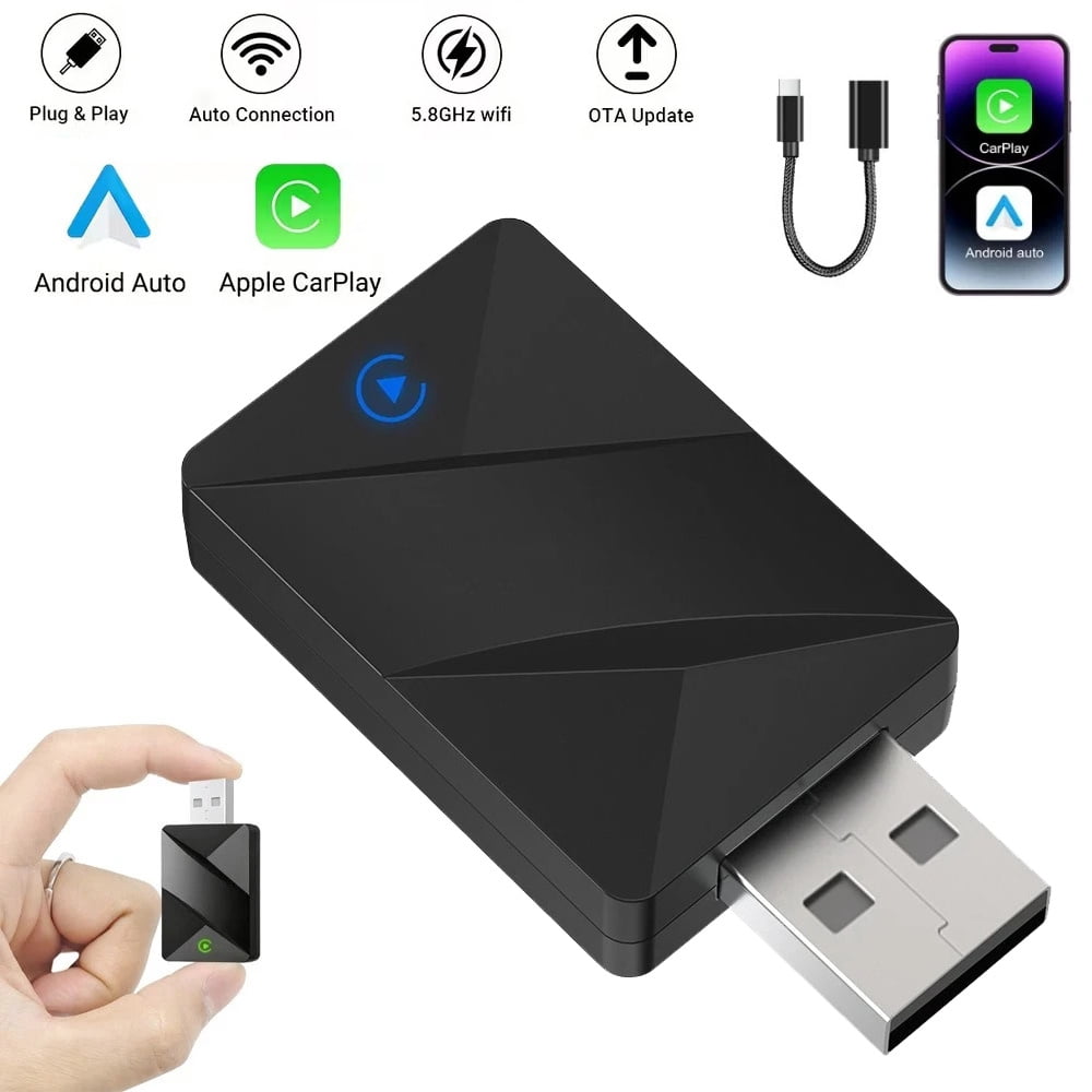 2in 1 Wireless Carplay Para Auto & Android Auto Adapter, Wired to ...