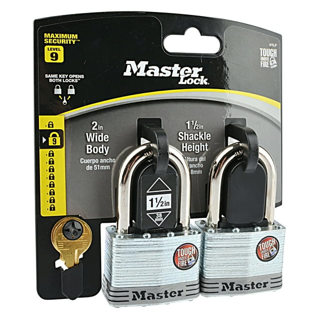 2in (51mm) Wide Laminated Steel Pin Tumbler Padlock with 1-1/2in (38mm ...