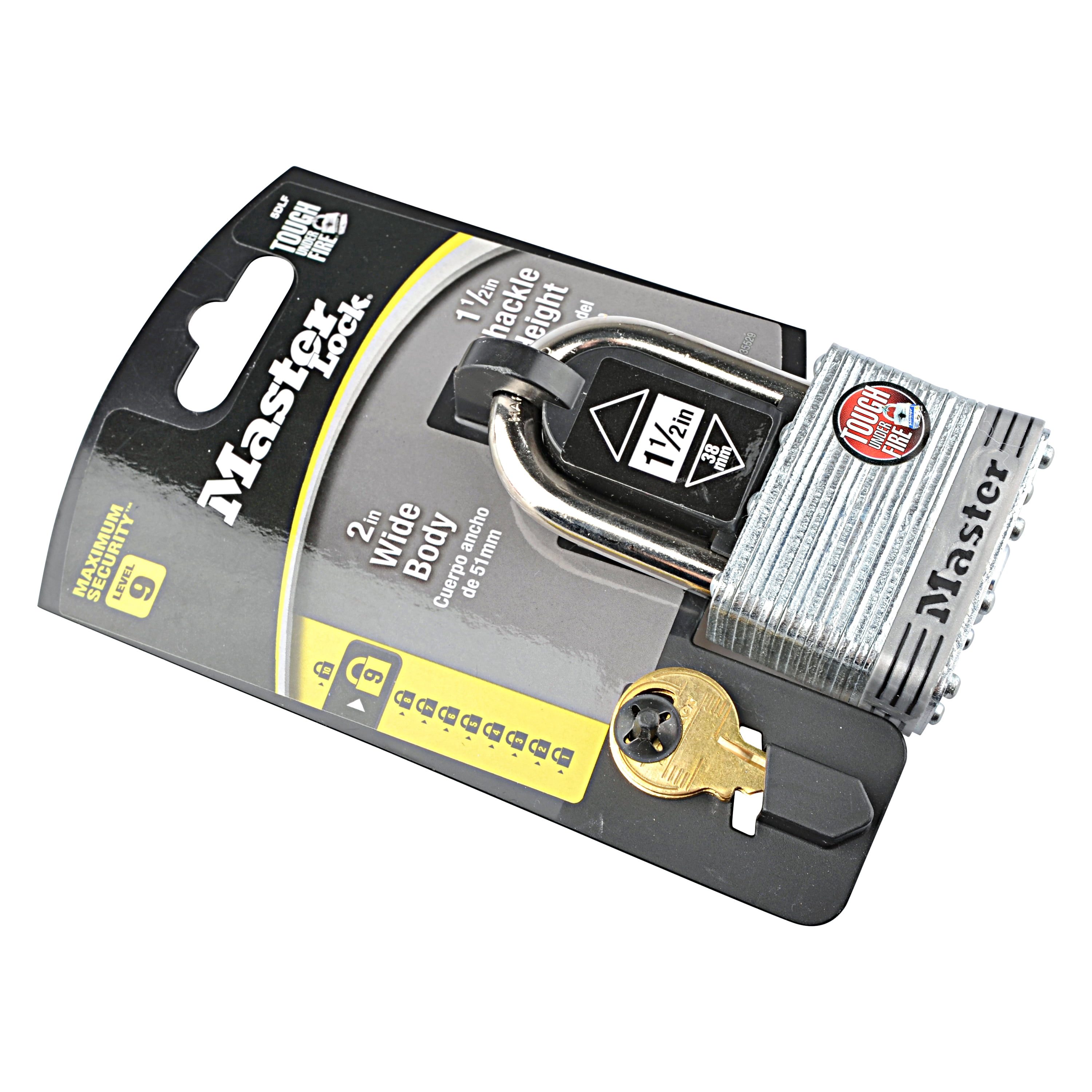2in (51mm) Wide Laminated Steel Pin Tumbler Padlock with 1-1/2in (38mm ...