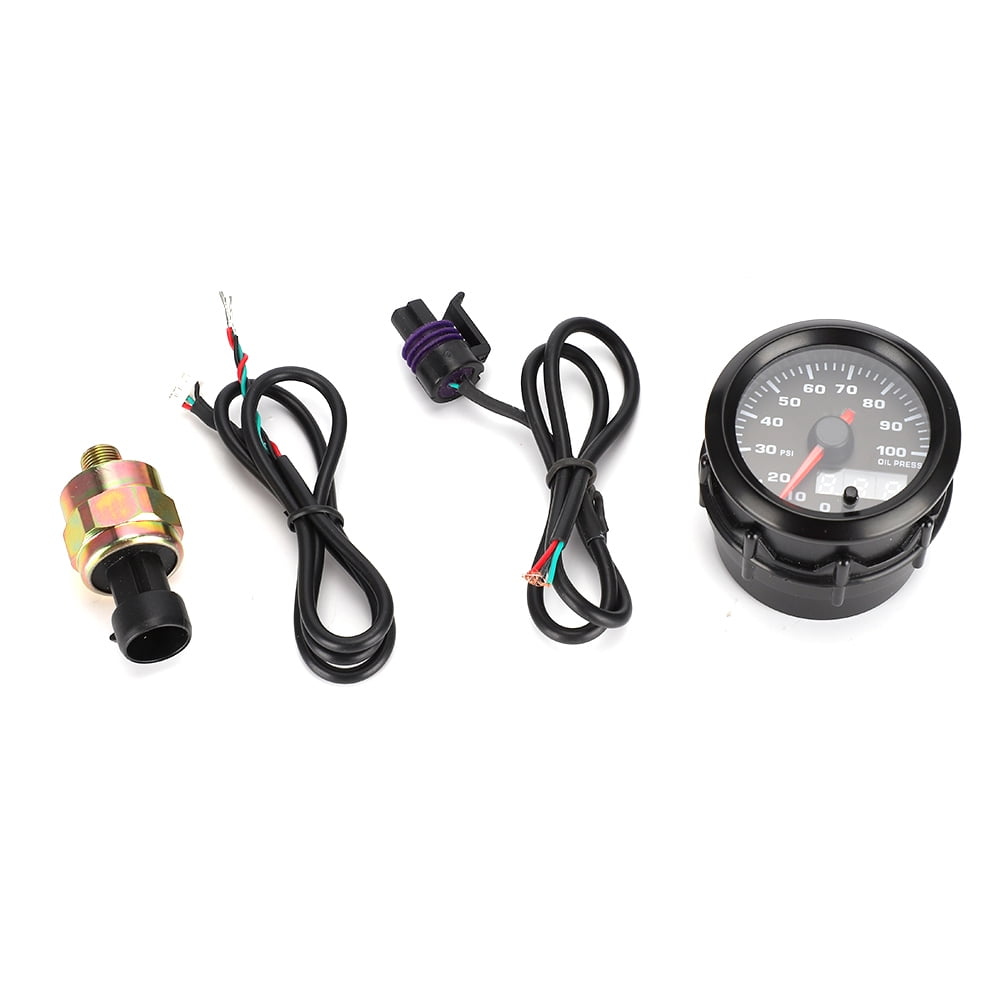 2in 52mm Car Oil Pressure Gauge Pointer 7-Colors Digital LED Meter with ...