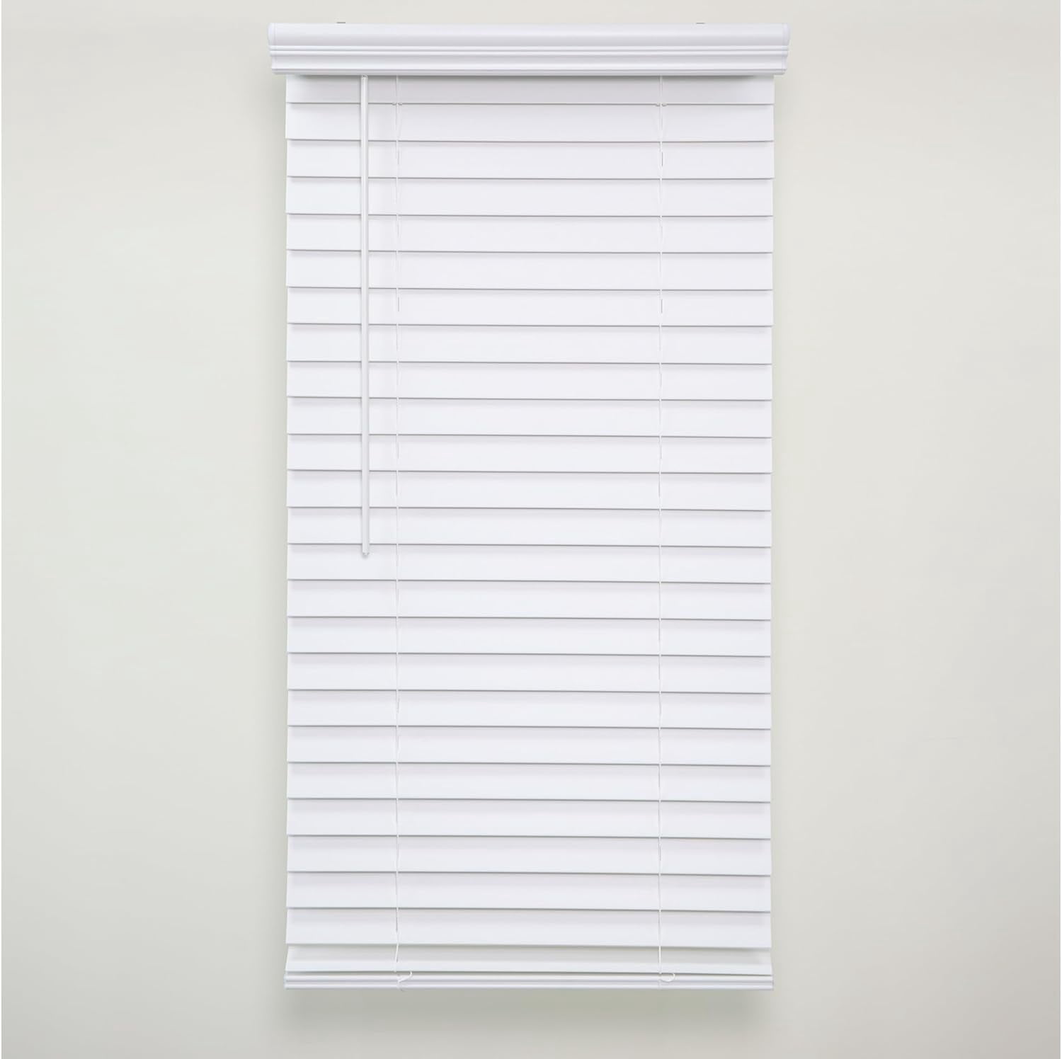 2in. Faux Wood Blinds 67”W x 72”L in White - Cordless Window Blinds for ...