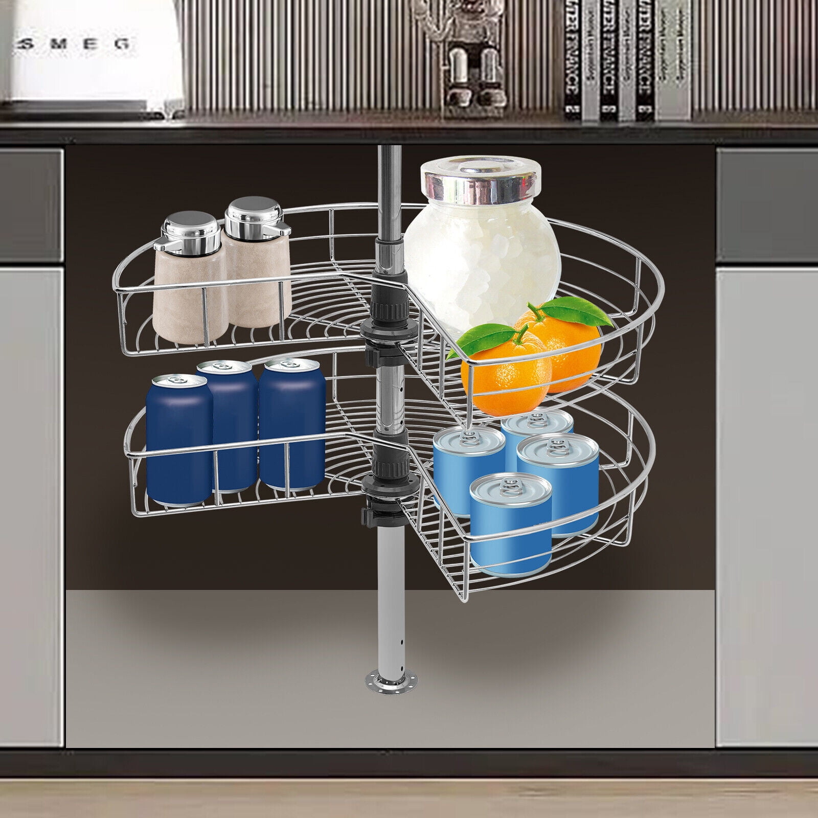2in Kidney Chrome 2-Shelf Kitchen Base Cabinet Corner Organizer Rack ...