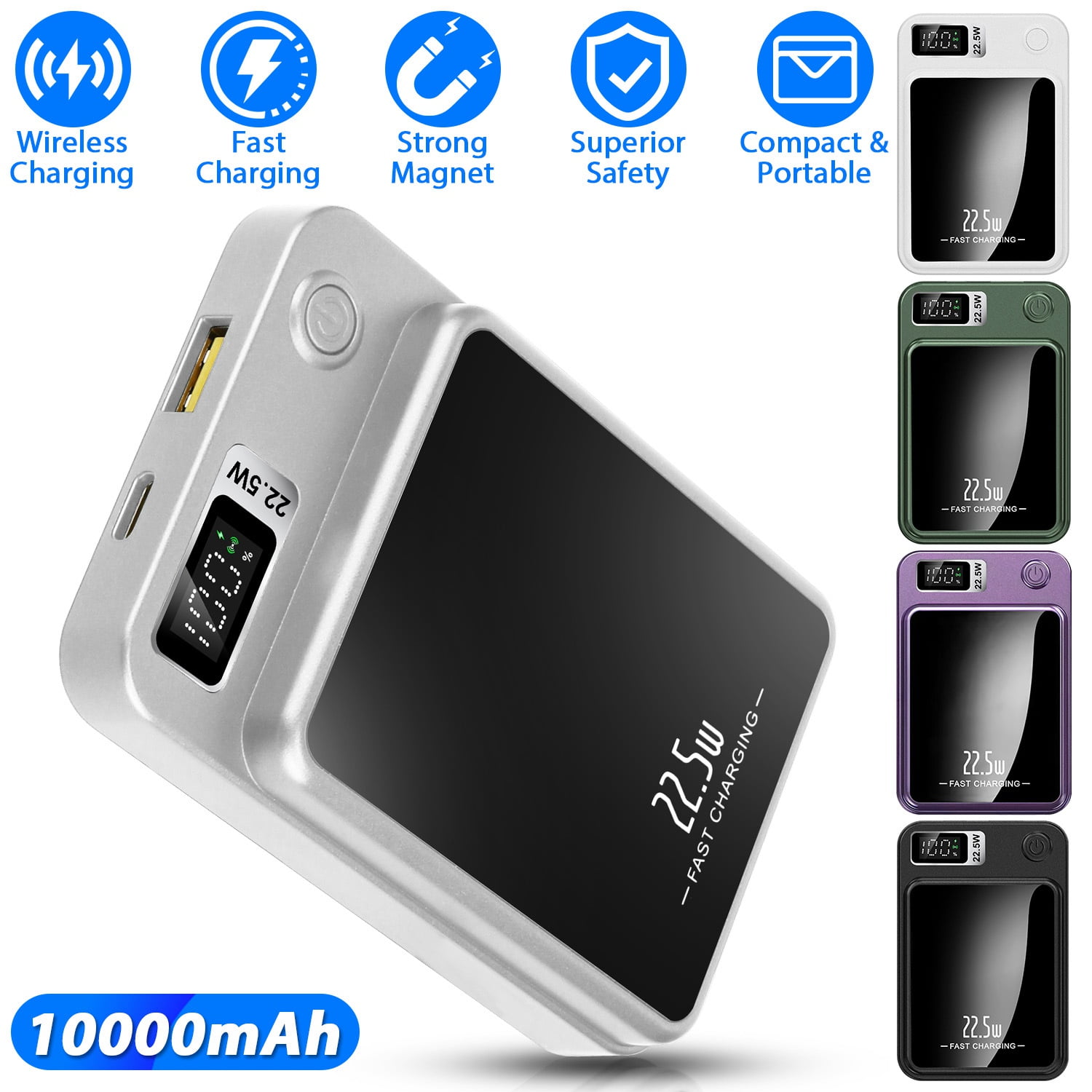2in1 10000mAh Magnetic Wireless Power Bank Portable PD20W Phone Fast ...