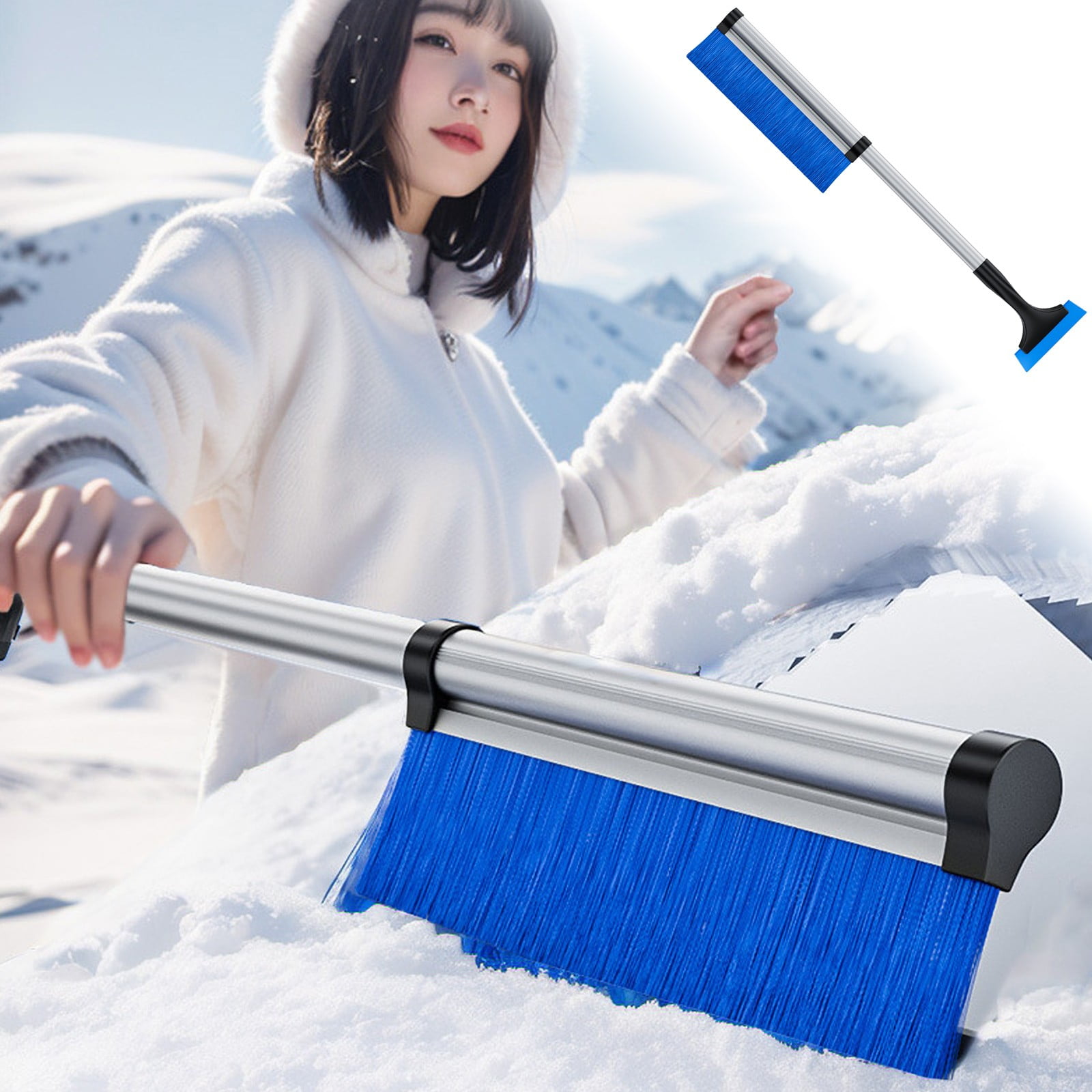 2in1 Car Snow Ice Scraper, Flexible Snow Brush, Detachable Design ...