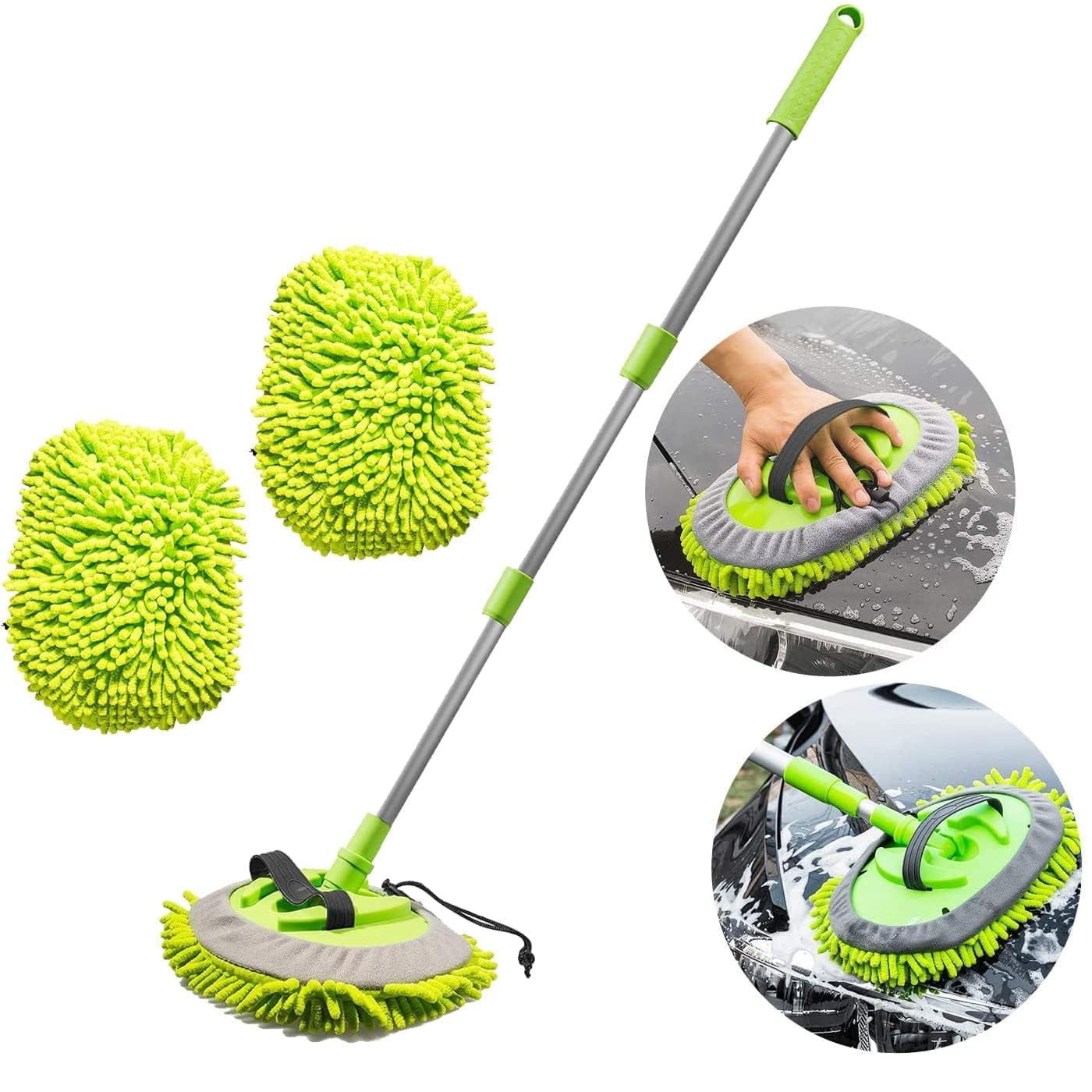 2in1 Car Wash Mop with Telescopic Handle Microfiber Cleaning Kit 2 ...