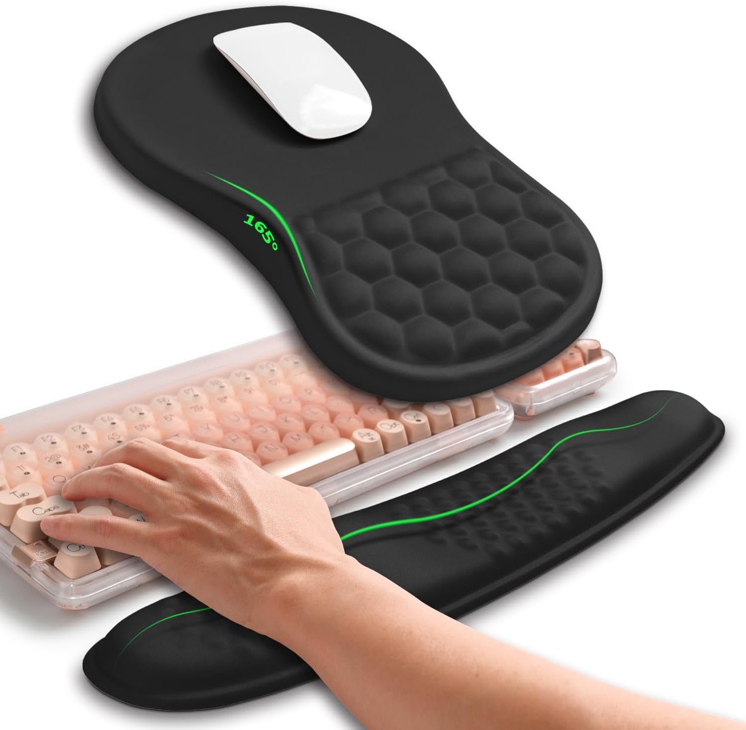 2in1 Combination, Wave Keyboard Wrist Rest and Ergonomic Curvature ...