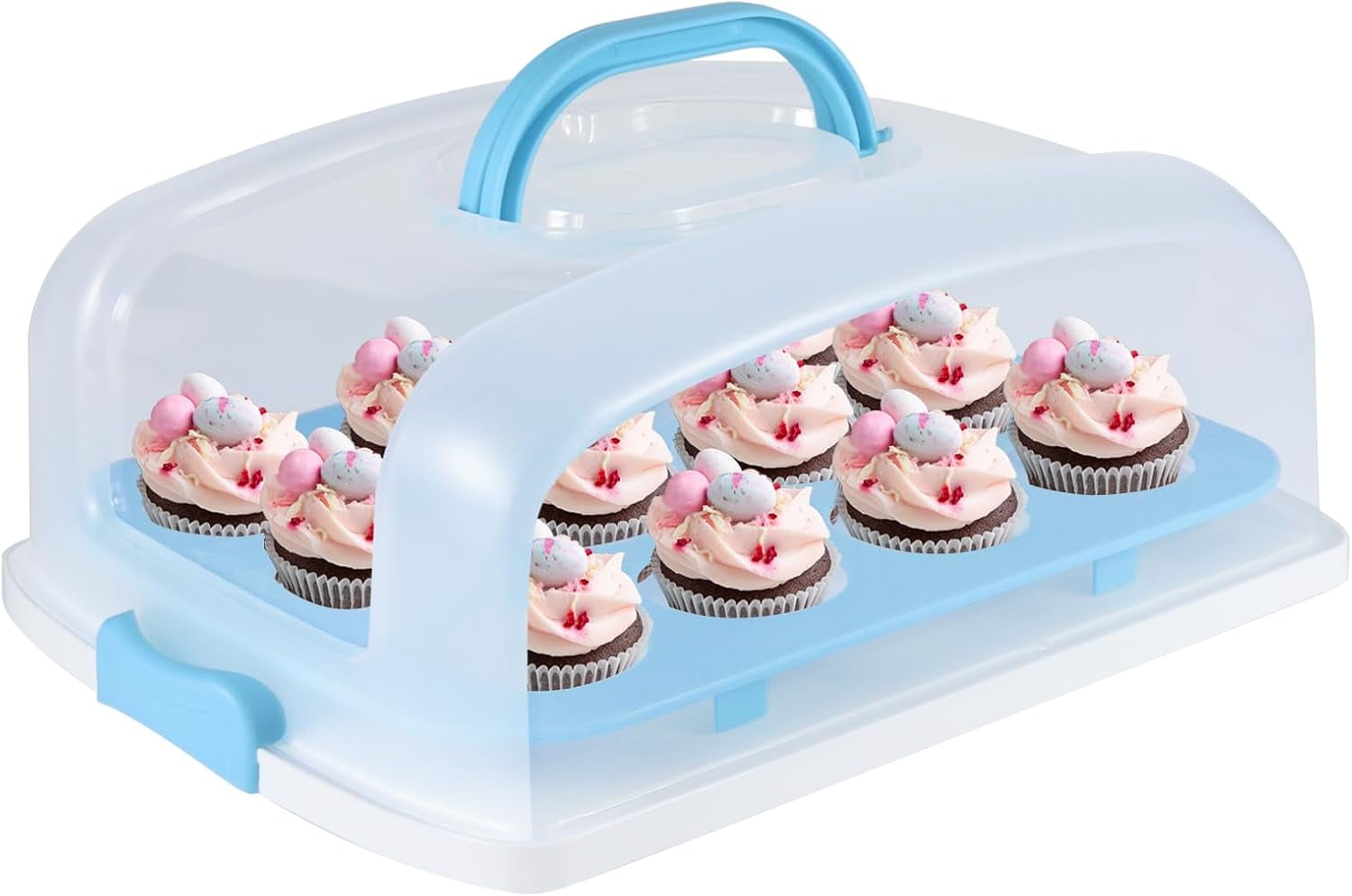2in1 Cupcake Carrier and Cake Keeper with Lid, Rectangle Pie Carrier ...