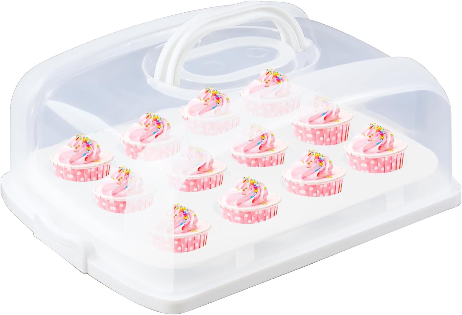 2in1 Cupcake Carrier and Cake Keeper with Lid, Rectangle Pie Carrier ...