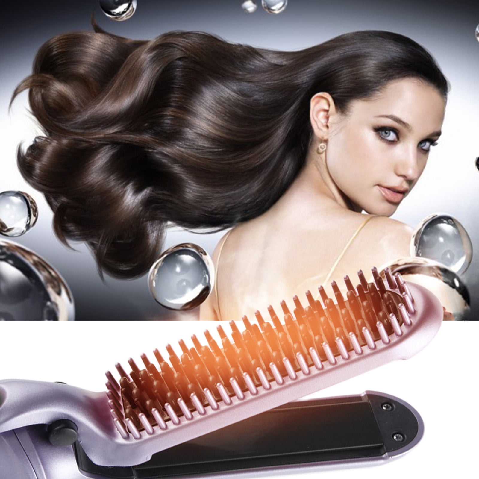 2in1 Portable Comb For Straight And Curly Hair With 10s Fast Heating ...