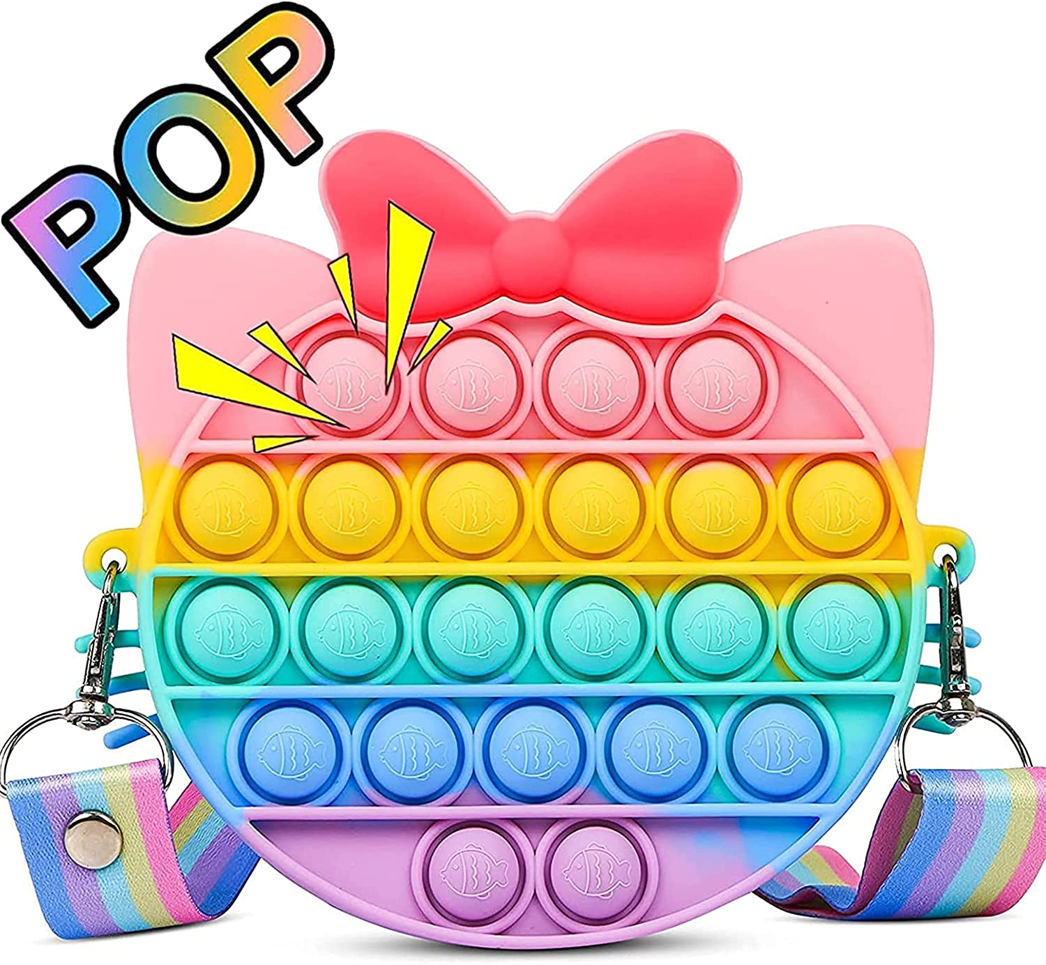 2in1 Push Pop it Bag, Poppet Fidget Toy Shoulder Bag Fidget Bag Purse ...