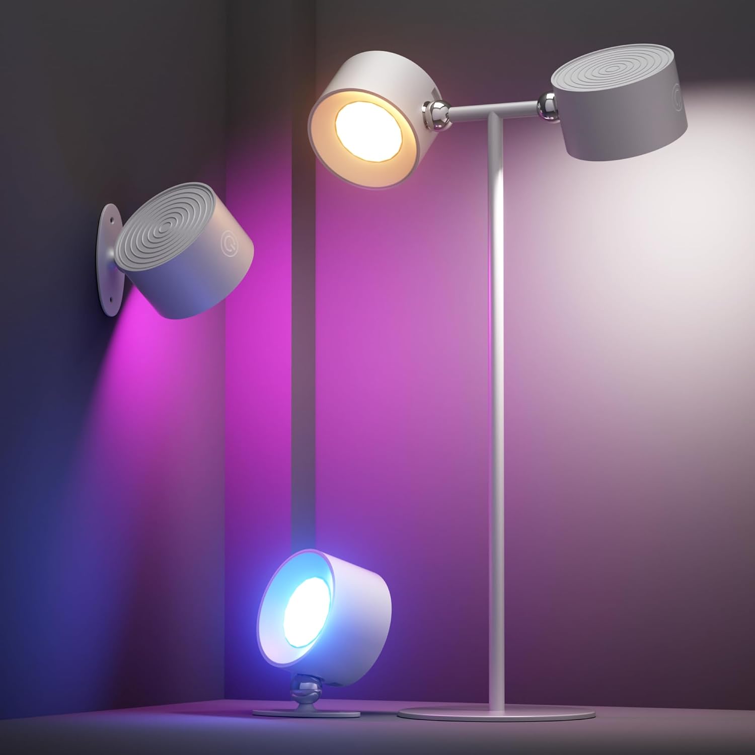 2in1 RGB Table Lamp,Dual Head Desk Lamp,2000mAh Repchargeable Wall Lamp ...