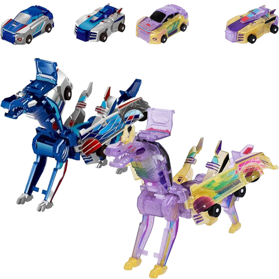 2in1 Transforming Dinosaur Toys，Transformation 4 Pack Car Toy with ...