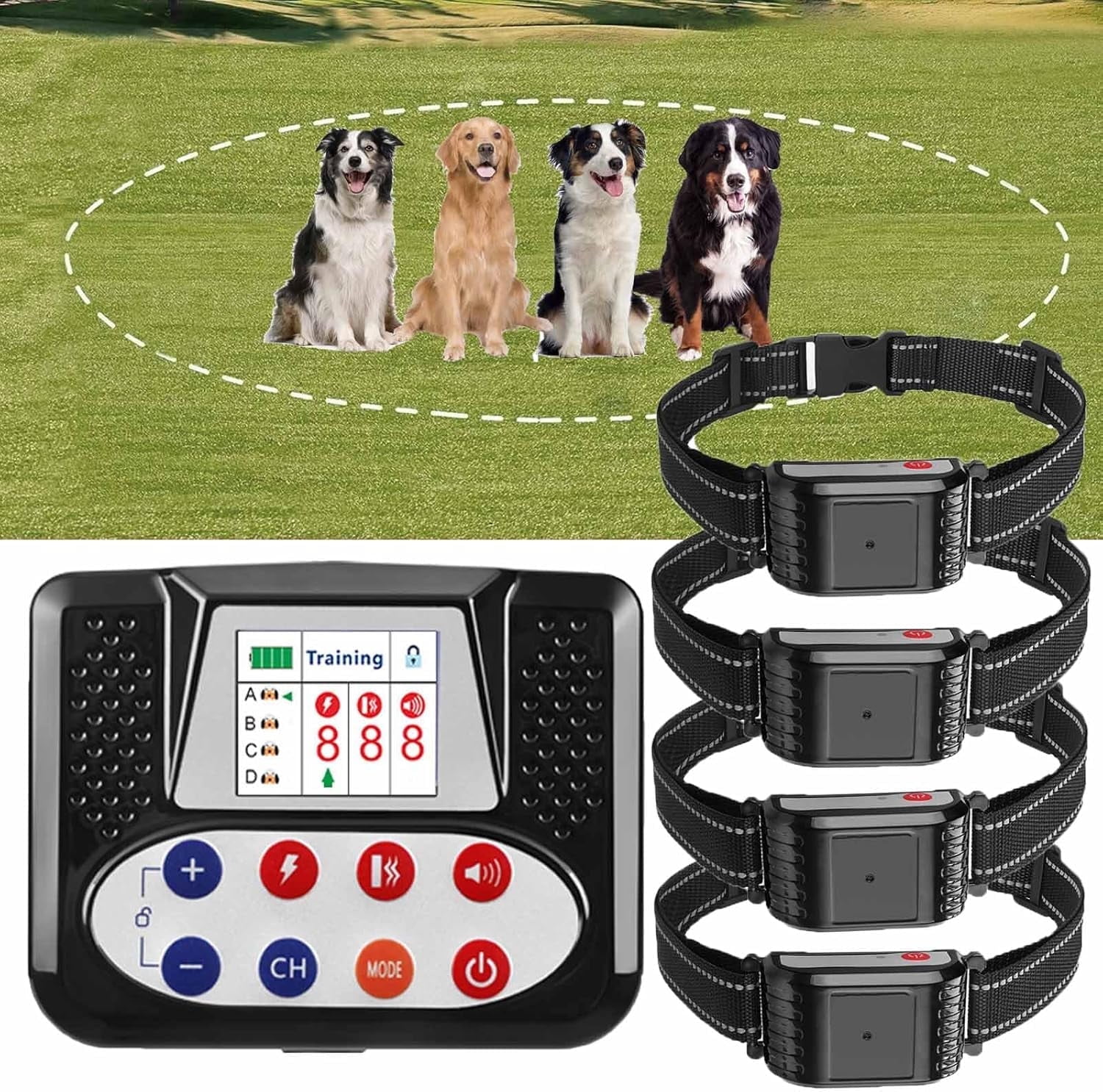 2in1 Wireless Dog Fence - Electric Dog Fence with Remote Shock Training ...