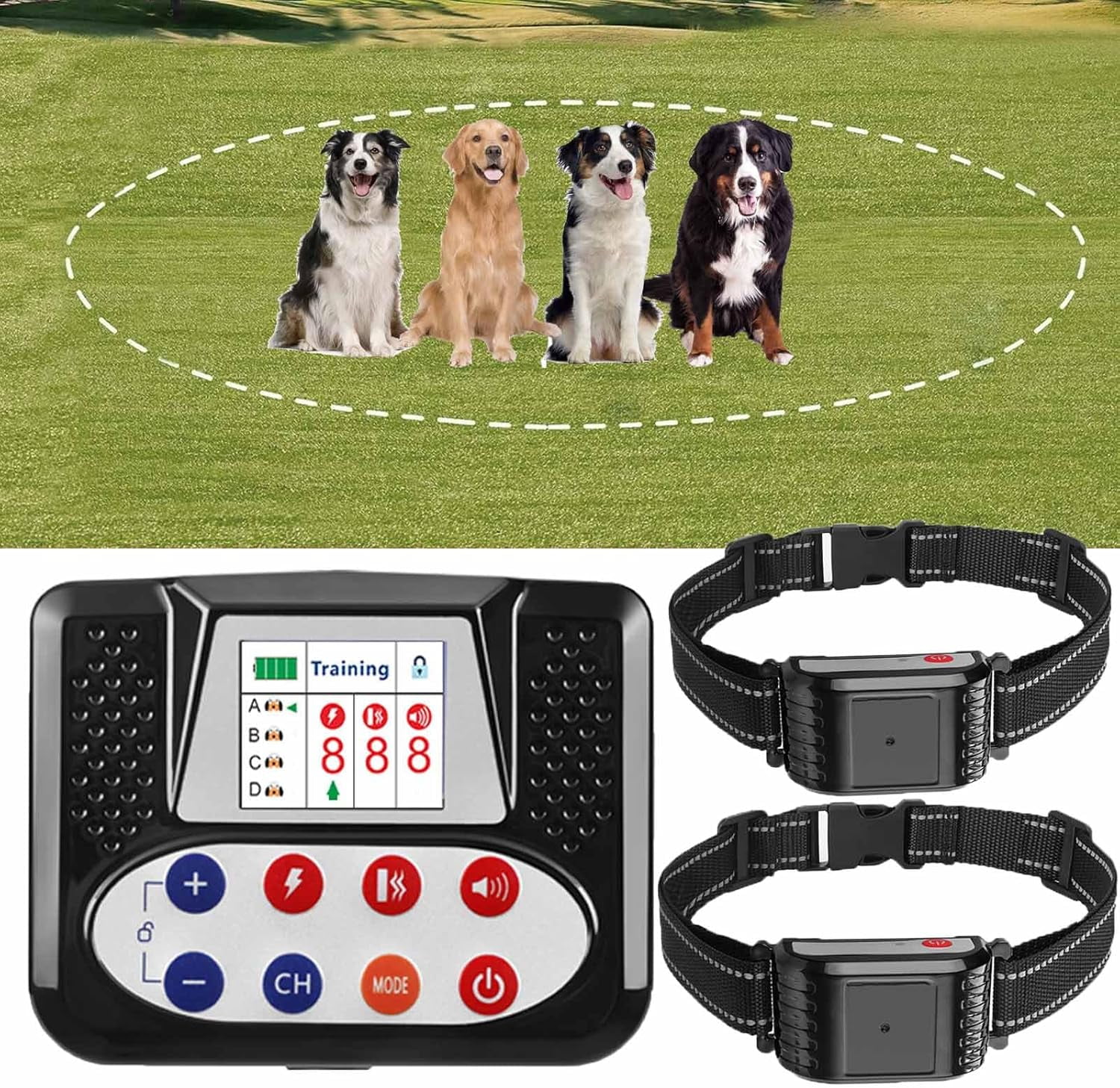 2in1 Wireless Dog Fence - Electric Dog Fence with Remote Shock Training ...