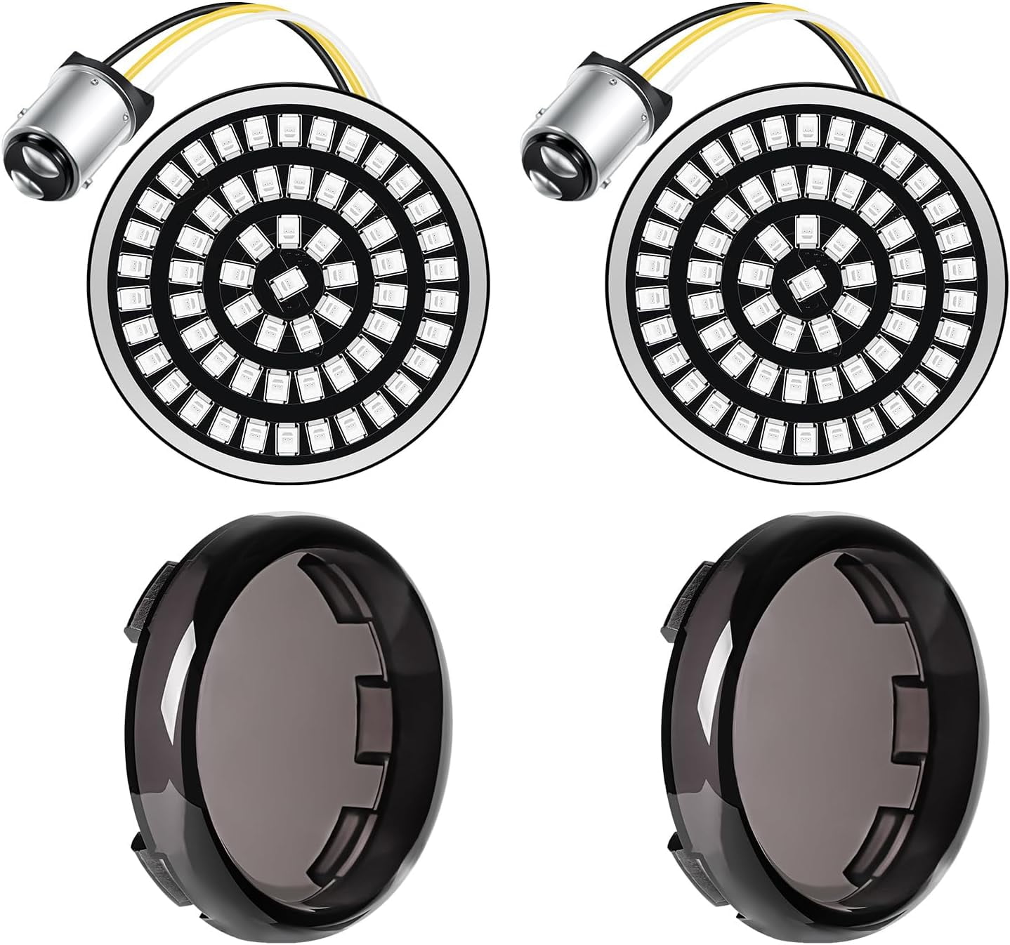 2inch Rear Turn Signals, 60LEDs Turn Signals Kit with 2 Smoked Lens ...